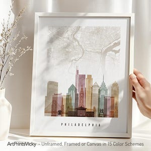 Philadelphia City Map Poster City Map & Skyline Print Artprintsvicky - Etsy
