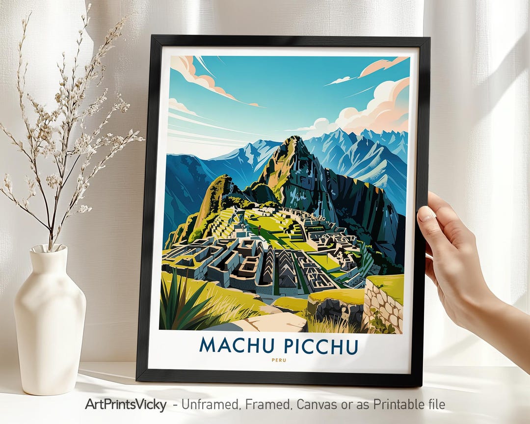 Machu Picchu Art, Retro Print, Peru Andes Mountain Poster, Travel Gifts ...