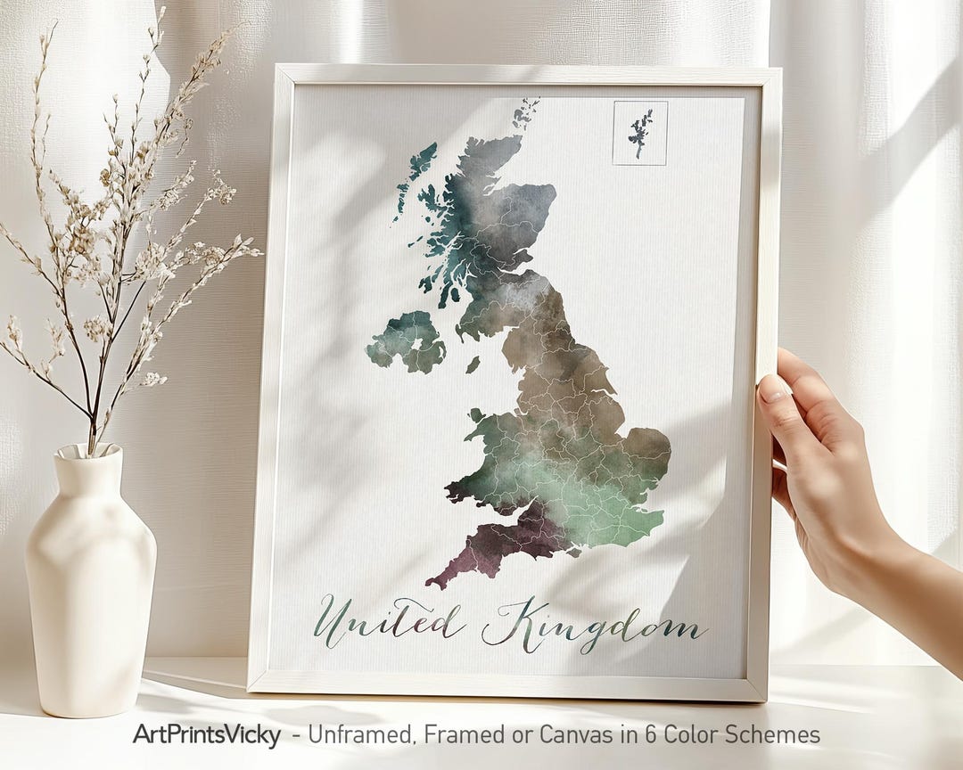 United Kingdom Wall Map Poster | UK Map Print | British Framed Map ...