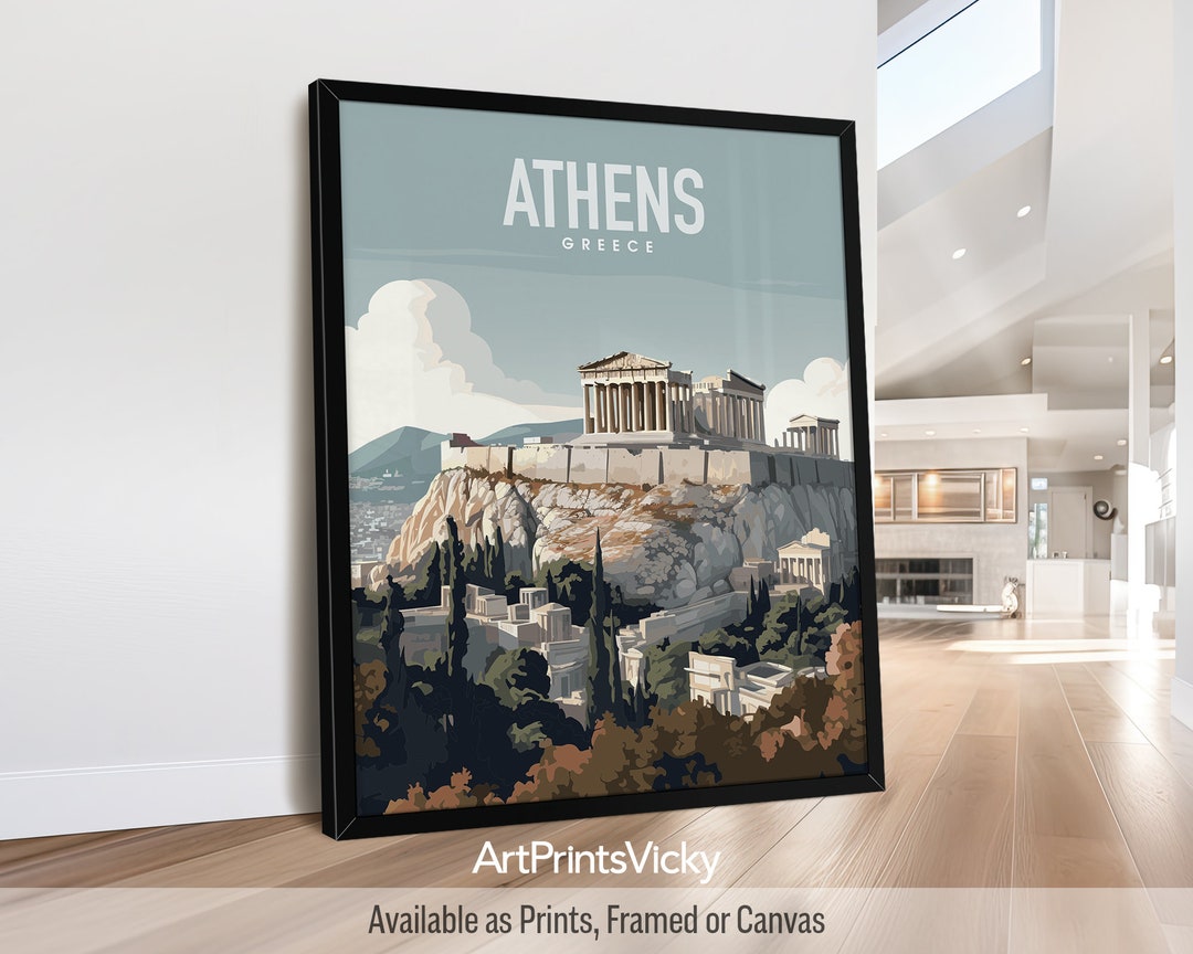Athens Travel Poster Greece Athens Print Parthenon Wall Art Decor for ...