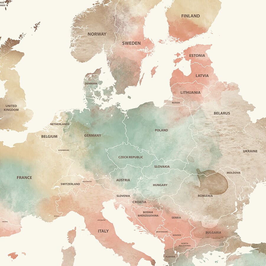 Detailed Europe map poster Europe map print ArtPrintsVicky | Etsy