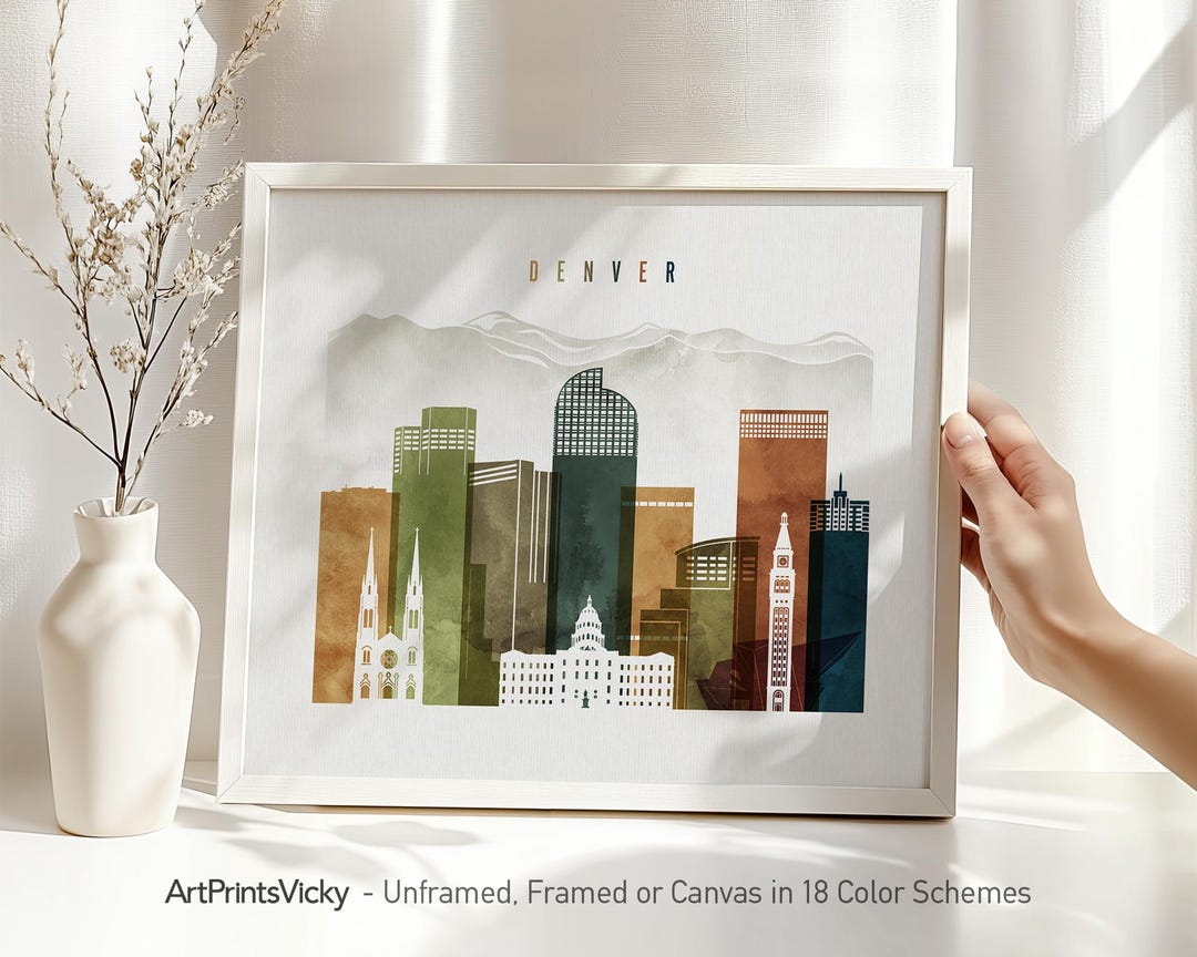 Denver Art Print, Denver Skyline Poster, Travel Gift, Wall Art ...