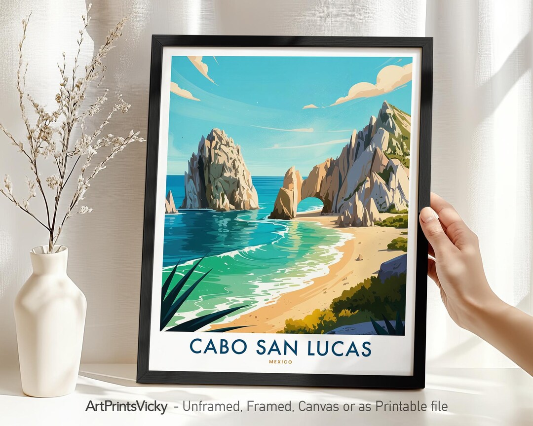 Cabo San Lucas Art, Retro Poster, Mexico Print, Coastal Wall Art ...