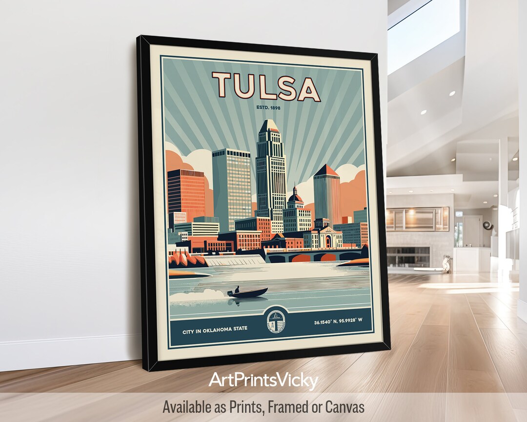 Tulsa Skyline Poster Tulsa Oklahoma Print Wall Art Travel - Etsy