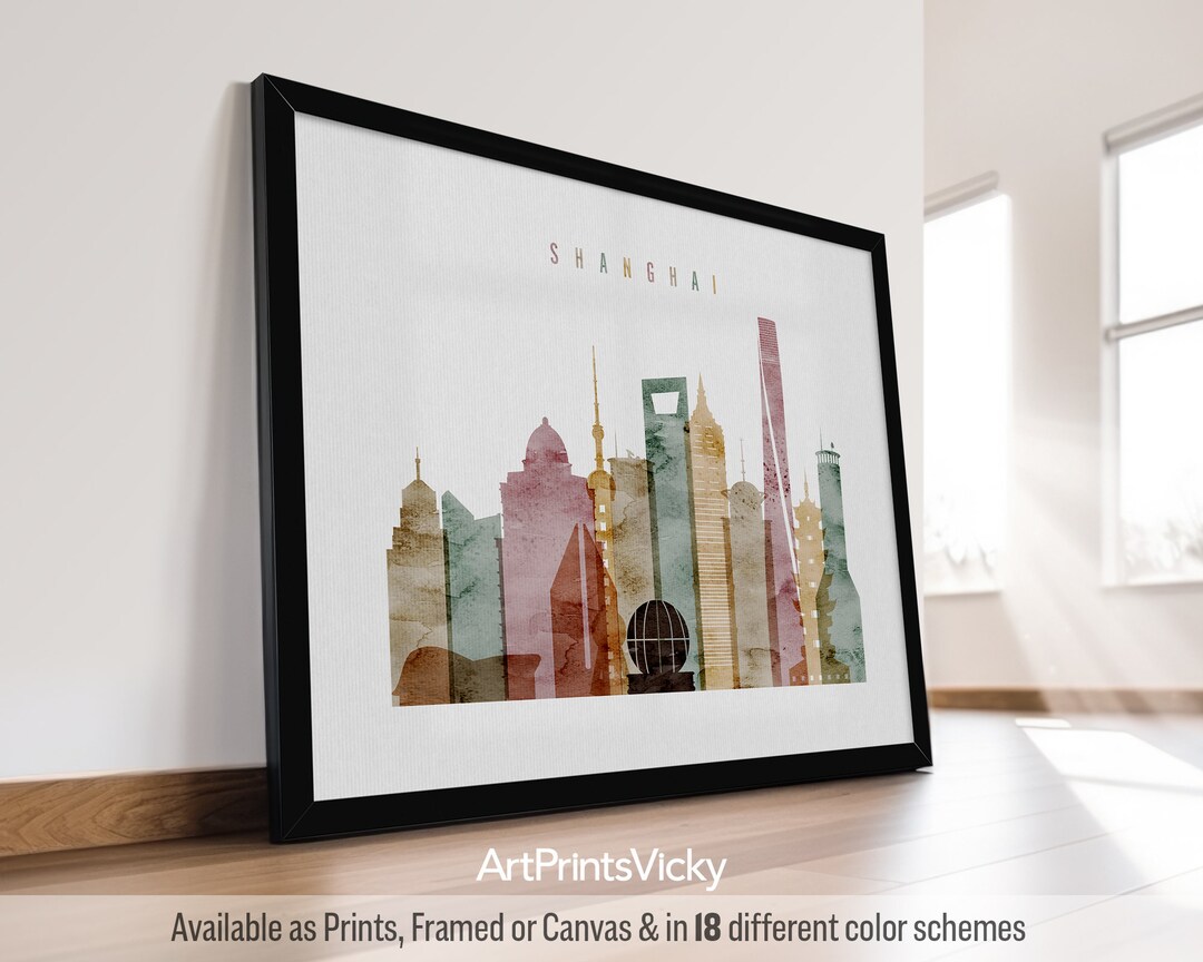 Shanghai Skyline Poster, Shanghai Print, Shanghai China Wall Art ...