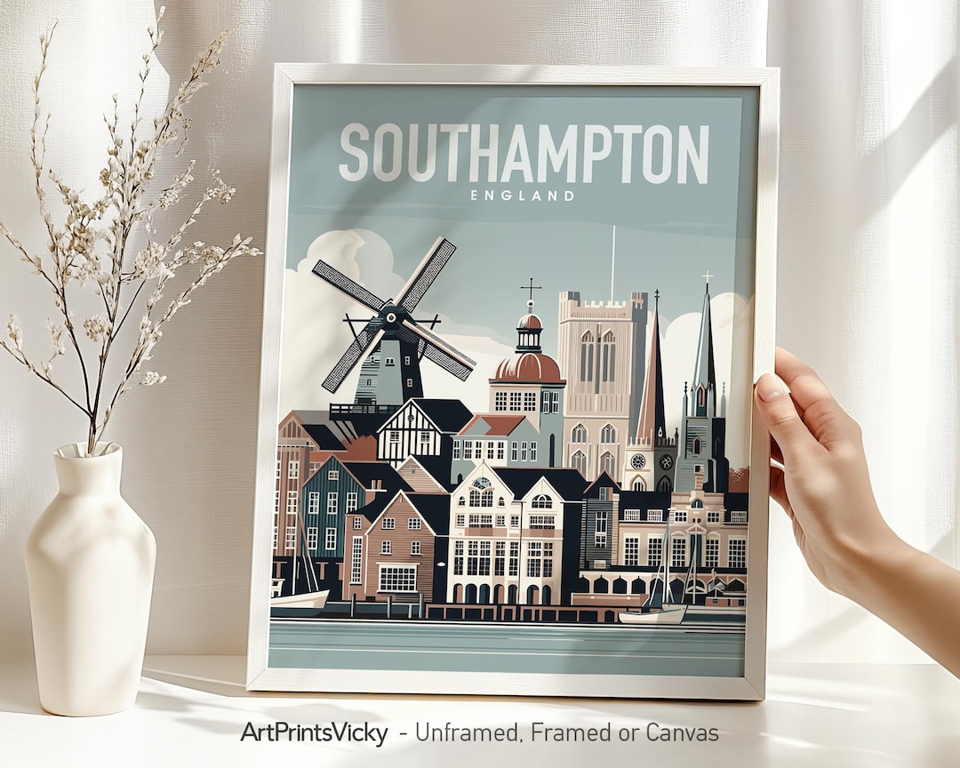 Southampton Travel Print Southampton Poster Skyline Wall Art Decor for ...