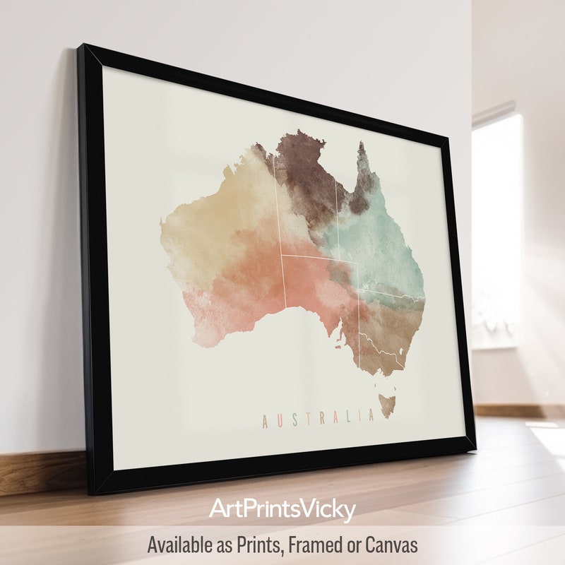 Australia Map Wall Art - Etsy
