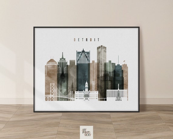 Detroit Art Detroit Print Poster Detroit Skyline Wall Art - Etsy