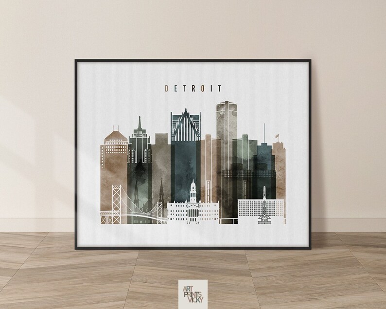 Detroit Art Detroit Print Poster Detroit Skyline Wall Art - Etsy