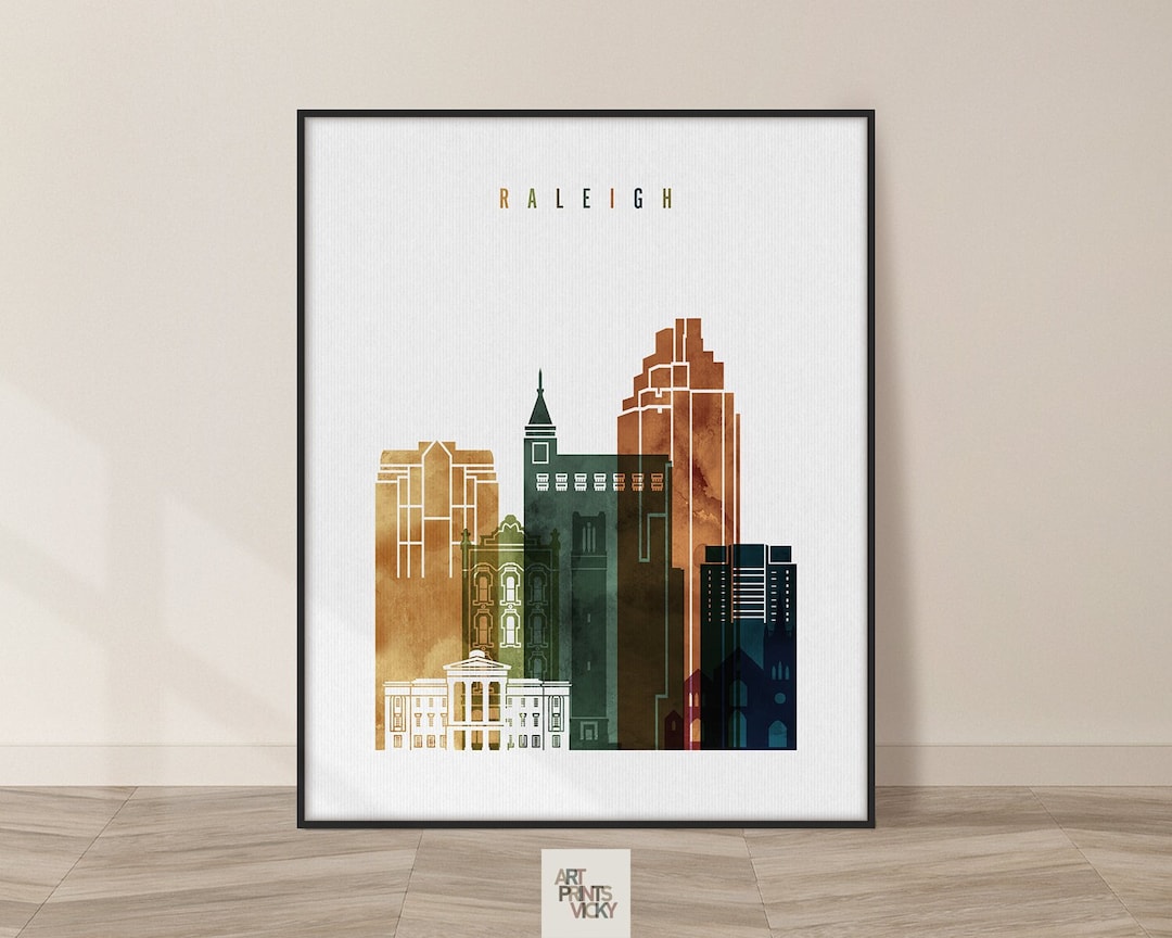 Raleigh NC Print by Artprintsvicky Travel Poster Wall Art - Etsy