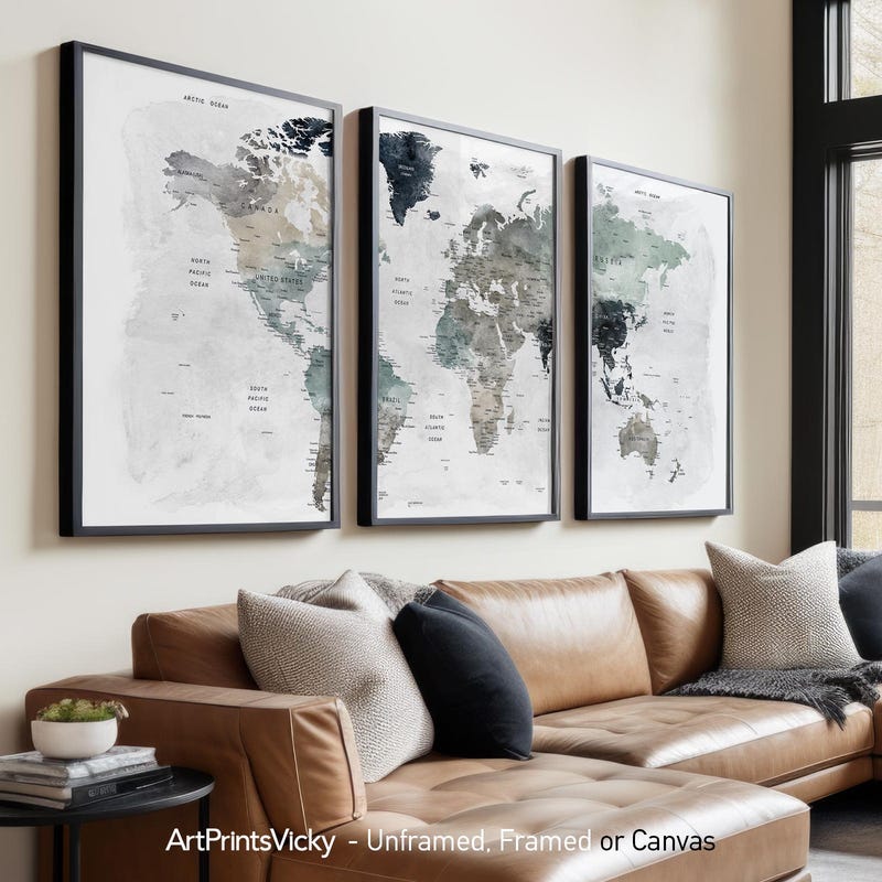 Three Maps Frame - Etsy UK