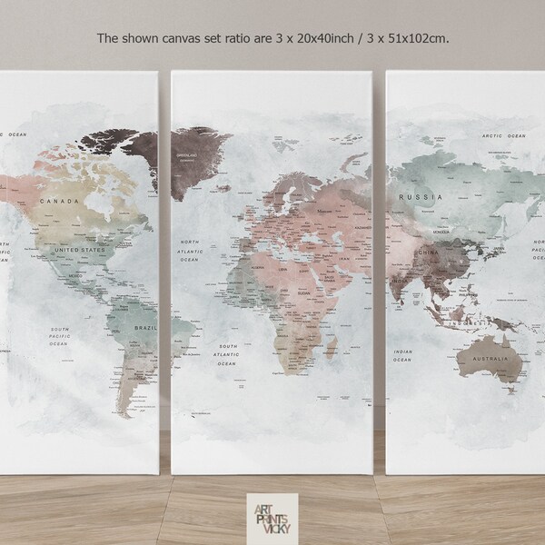 World Map Canvas - Etsy