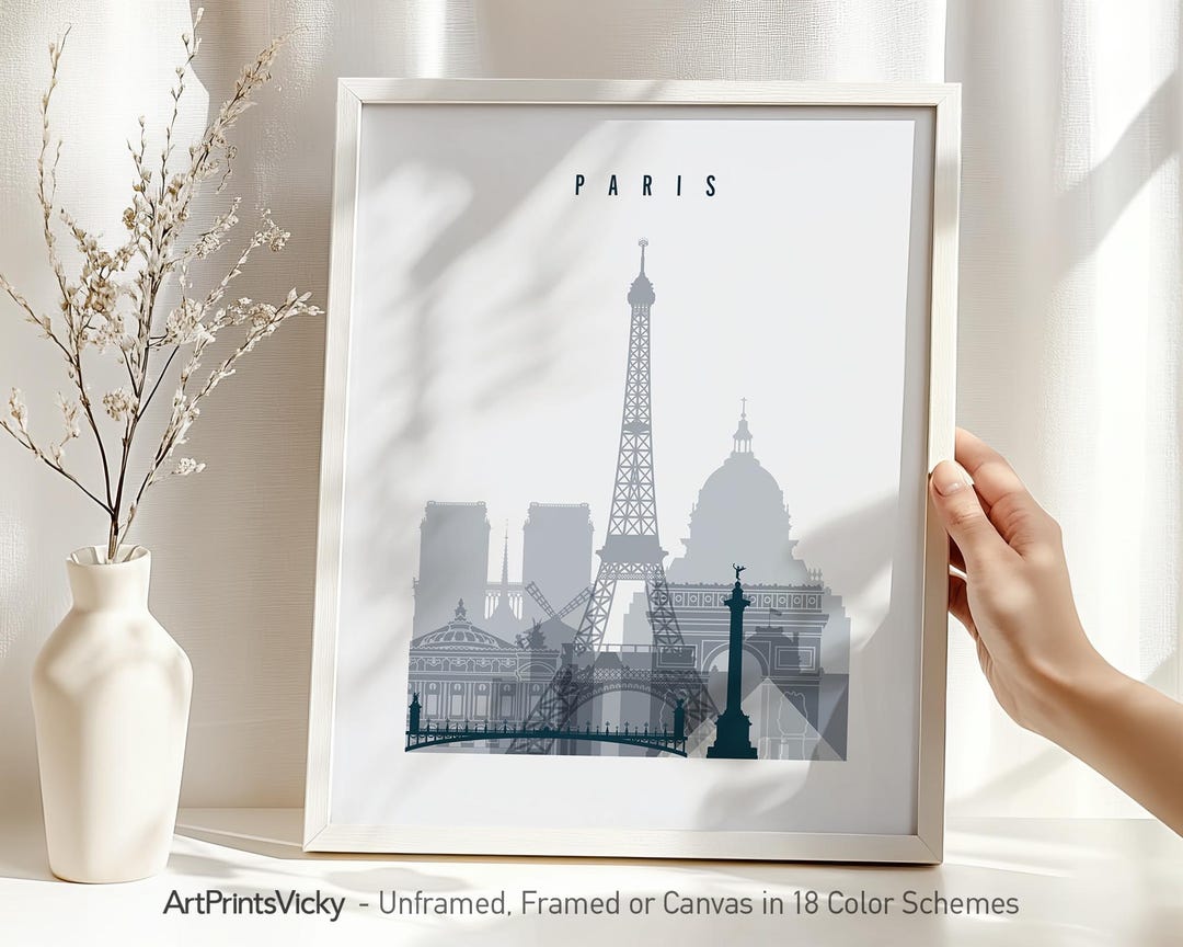 Paris Print, Poster, Wall Art, France Cityscape, Paris Skyline, City ...