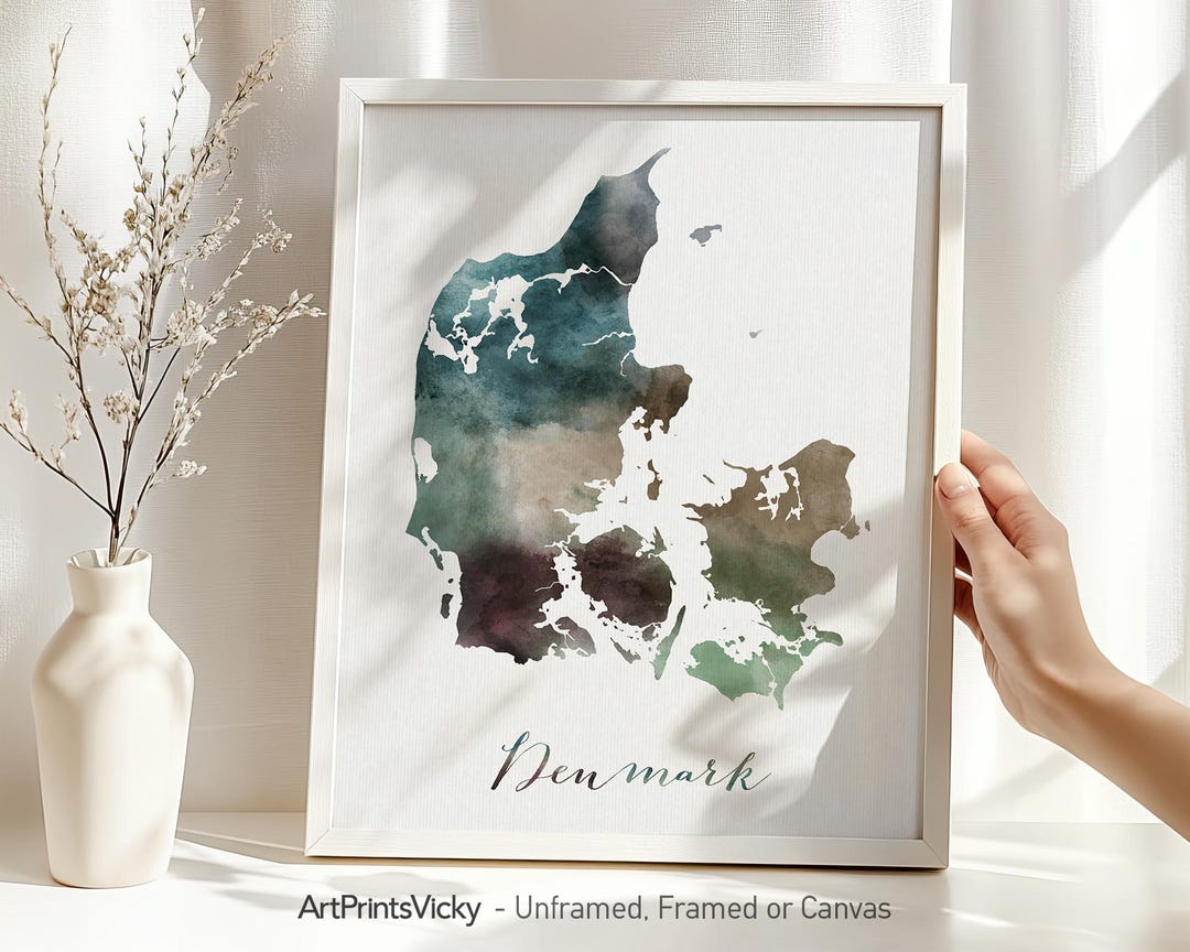 Denmark Map Poster Print Personalised Gifts Wall Art Decor for Home and ...