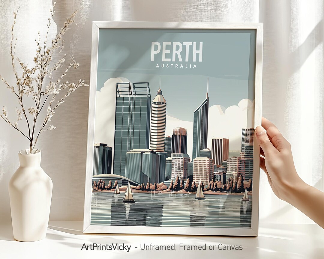 Perth Australia Poster Perth Wall Art Print Perth Skyline Travel Decor ...