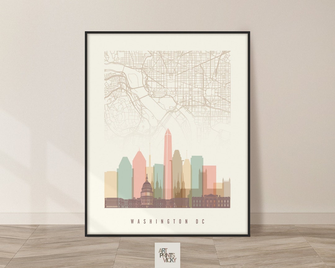 Washington DC Map Wall Art Print Washington Map Poster - Etsy