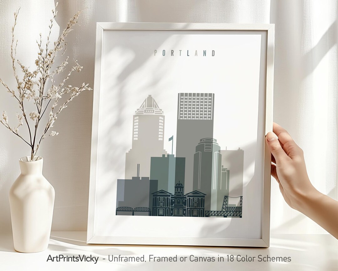 Portland Oregon Print, Wall Art Poster, Portland OR Skyline, City ...