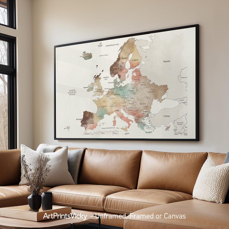Europe Map - Etsy