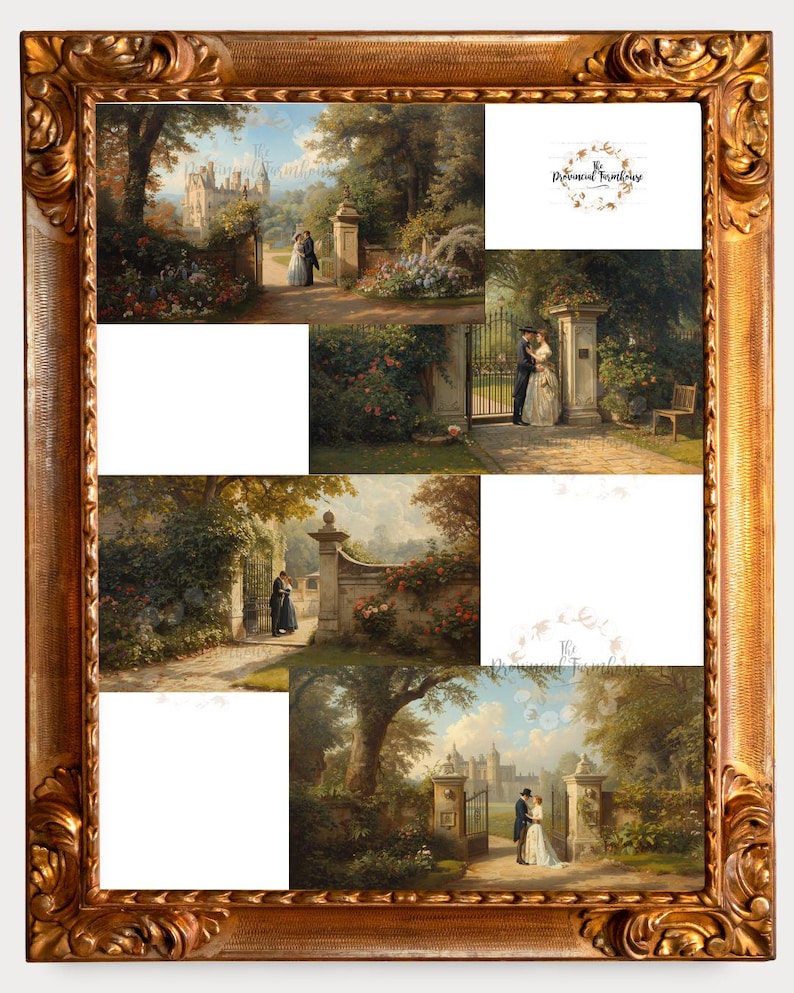 Vintage Couples Meeting Landscape Printables | Fine Art Style Regency ...