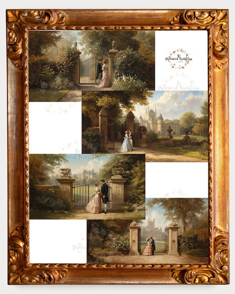 Vintage Couples Meeting Landscape Printables | Fine Art Style Regency ...