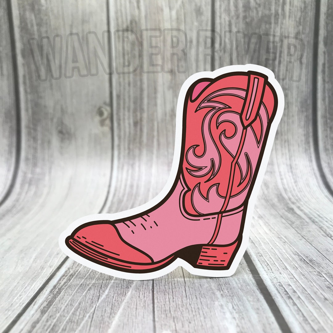 Cowboy Boot Sticker WATERPROOF Southern Cowgirl Pink Rodeo - Etsy
