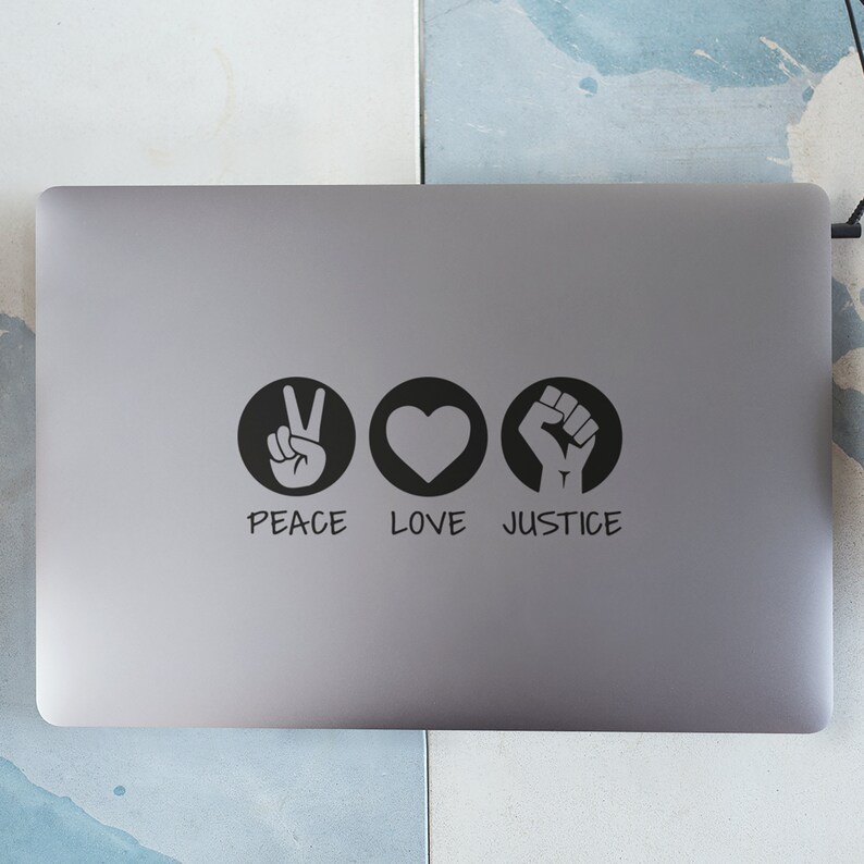 Peace Love Justice Decal, BLM Raised Fist WATERPROOF (similar to a ...