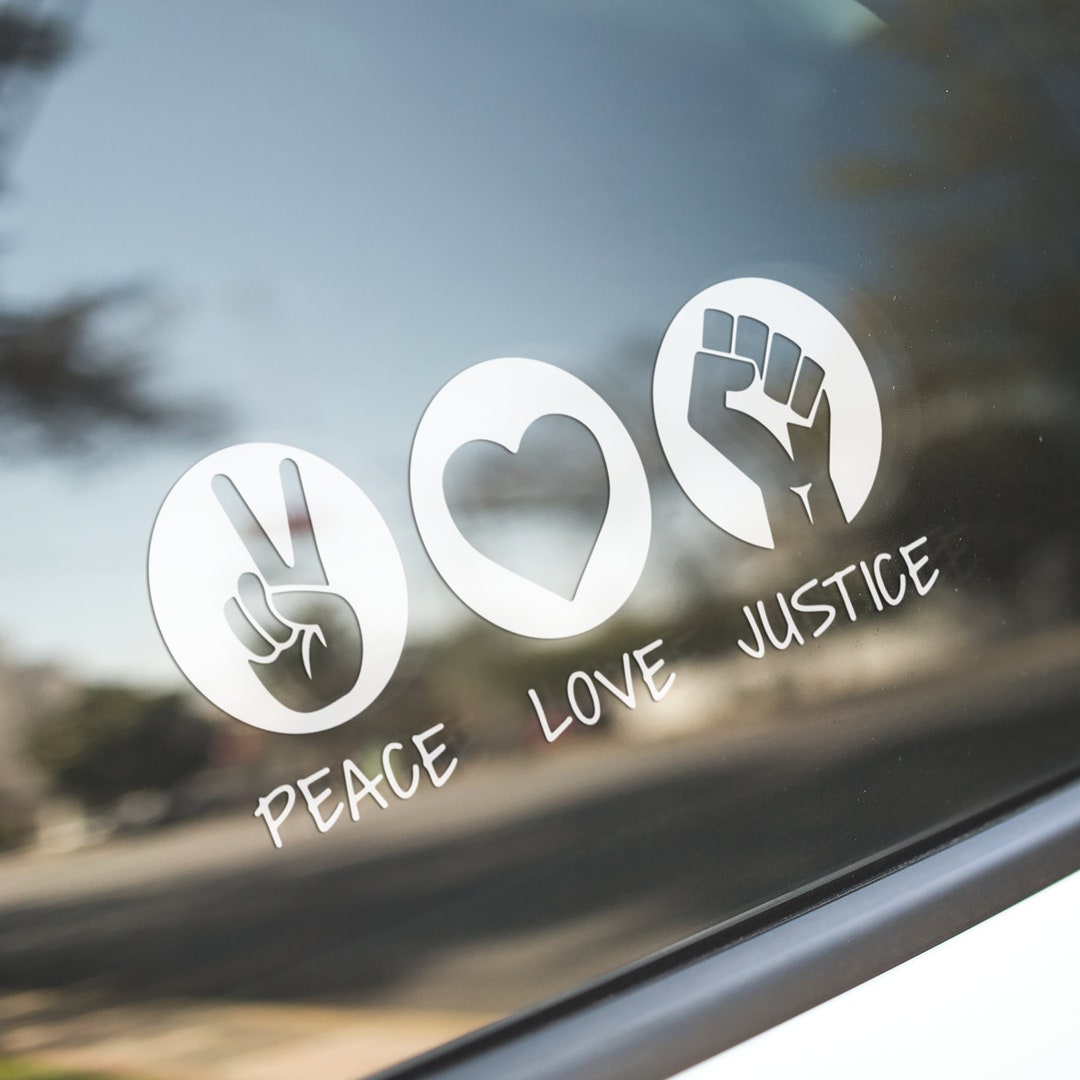 Peace Love Justice Decal, BLM Raised Fist WATERPROOF (similar to a ...