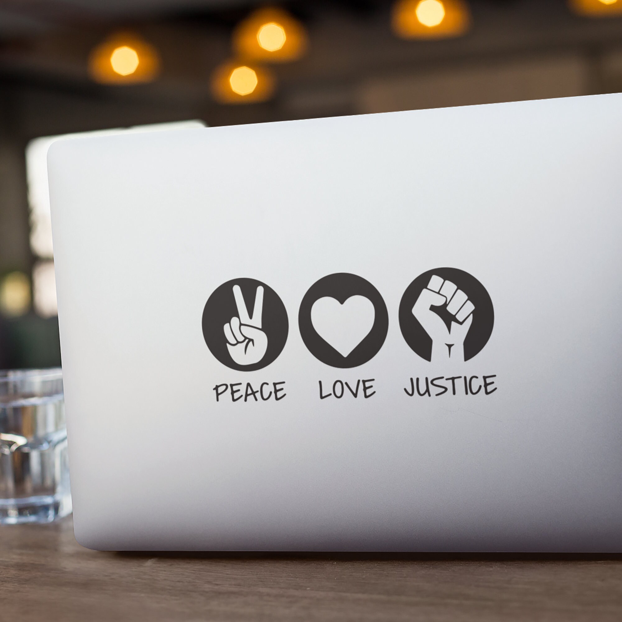 Peace Love Justice Decal, BLM Raised Fist WATERPROOF (similar to a ...