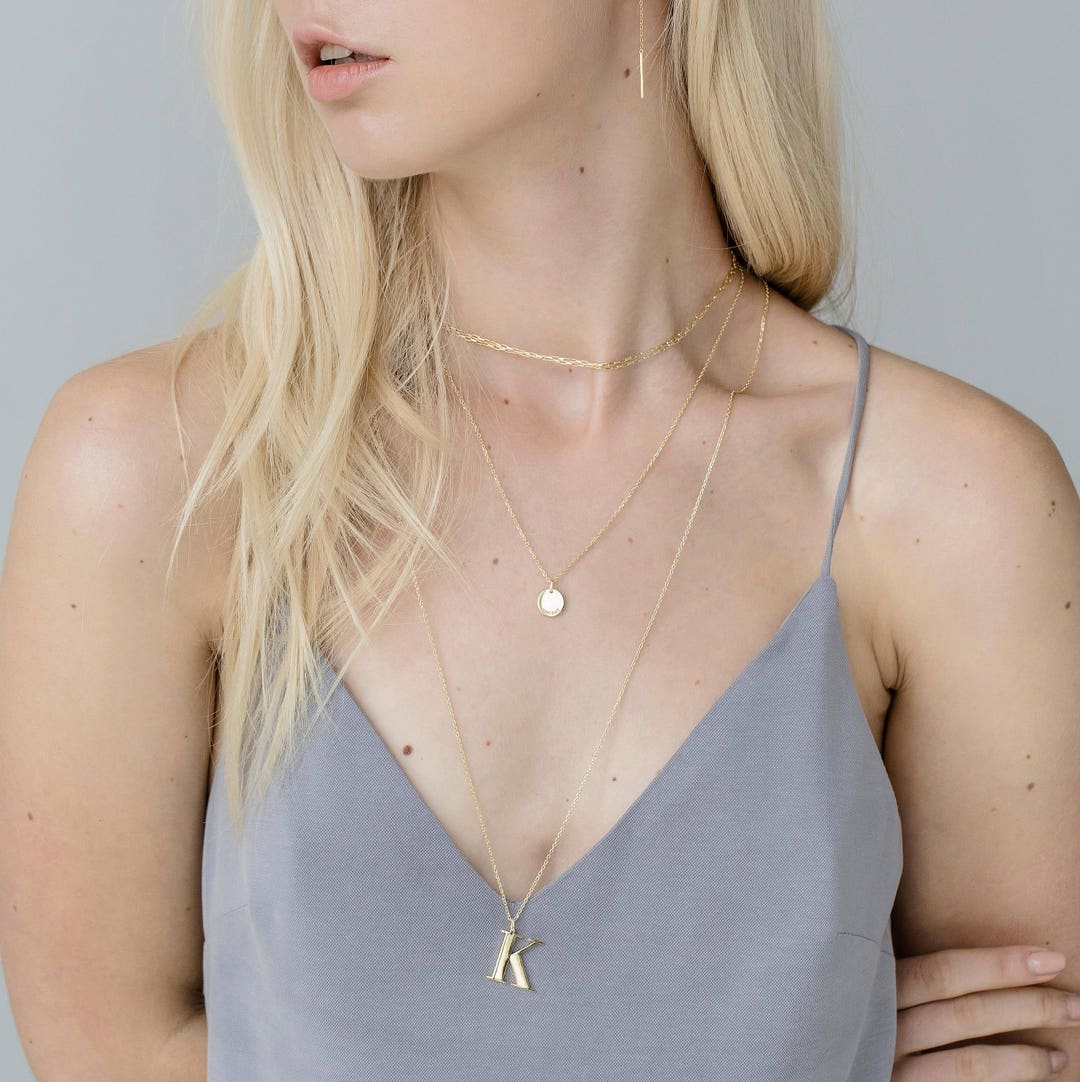 GND10 Custom Name Circle Tag / Tiny Disc Necklace / Personalized Circle Tag / Dainty Tag ...