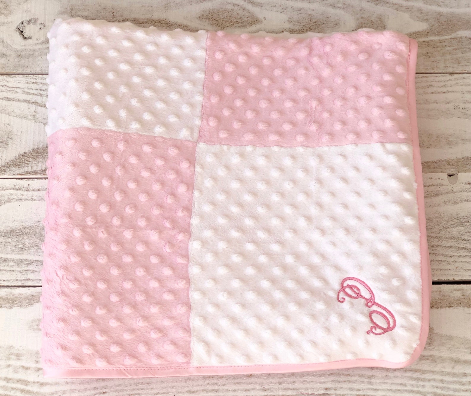 Monogrammed Baby Girl Blanket-Baby Blanket-Pink and White | Etsy