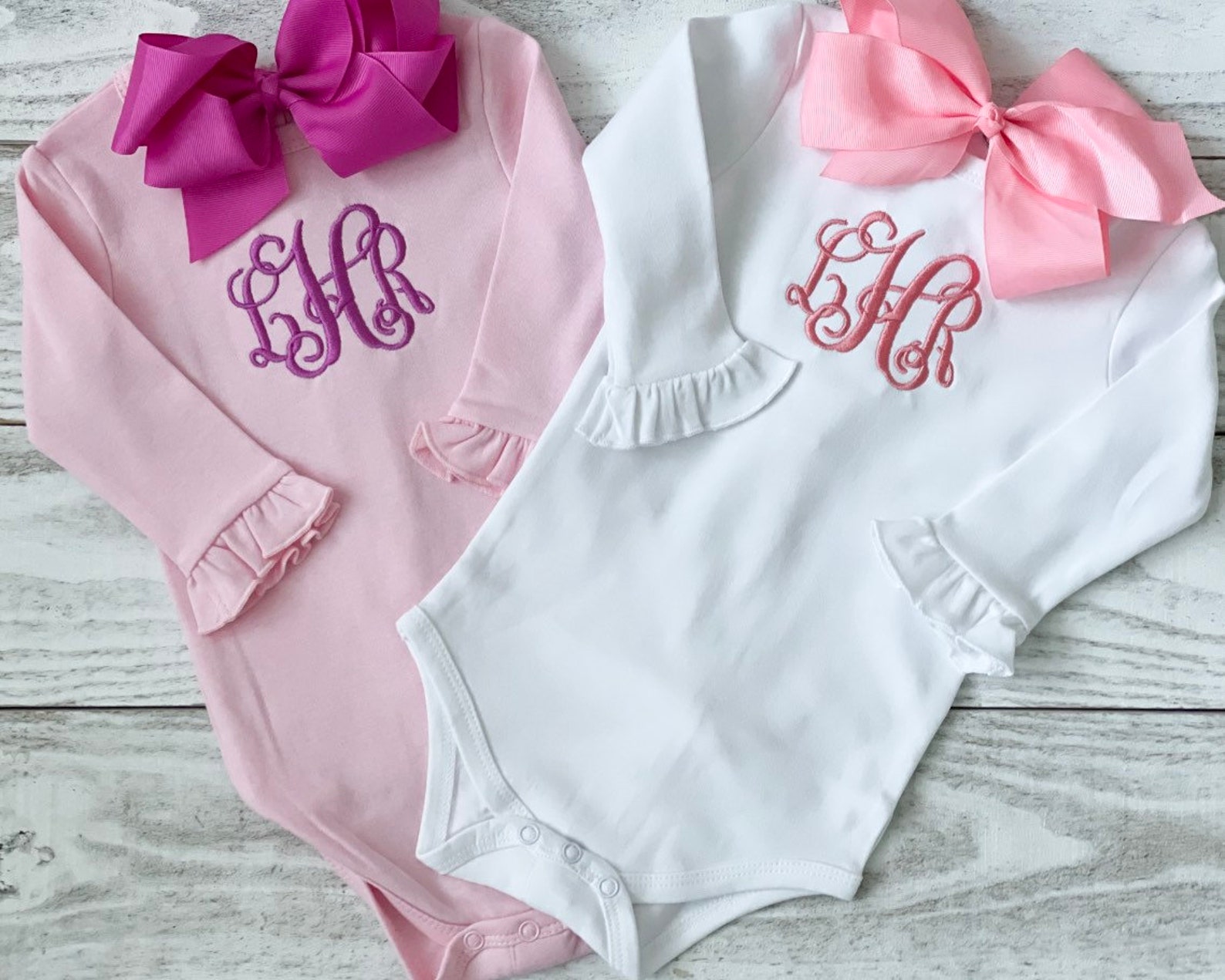Monogrammed Ruffle Onesie, Valentines Day Outfit, Monogrammed Baby - Etsy