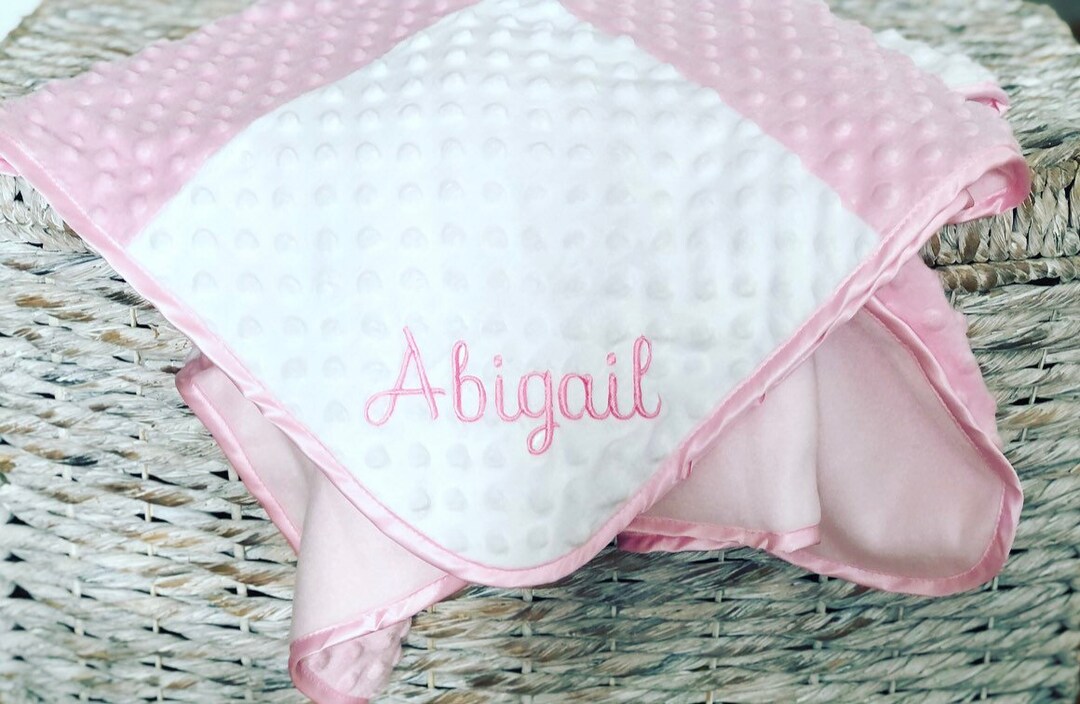 Monogrammed Baby Girl Blanket-baby Blanket-pink and White- Monogrammed ...