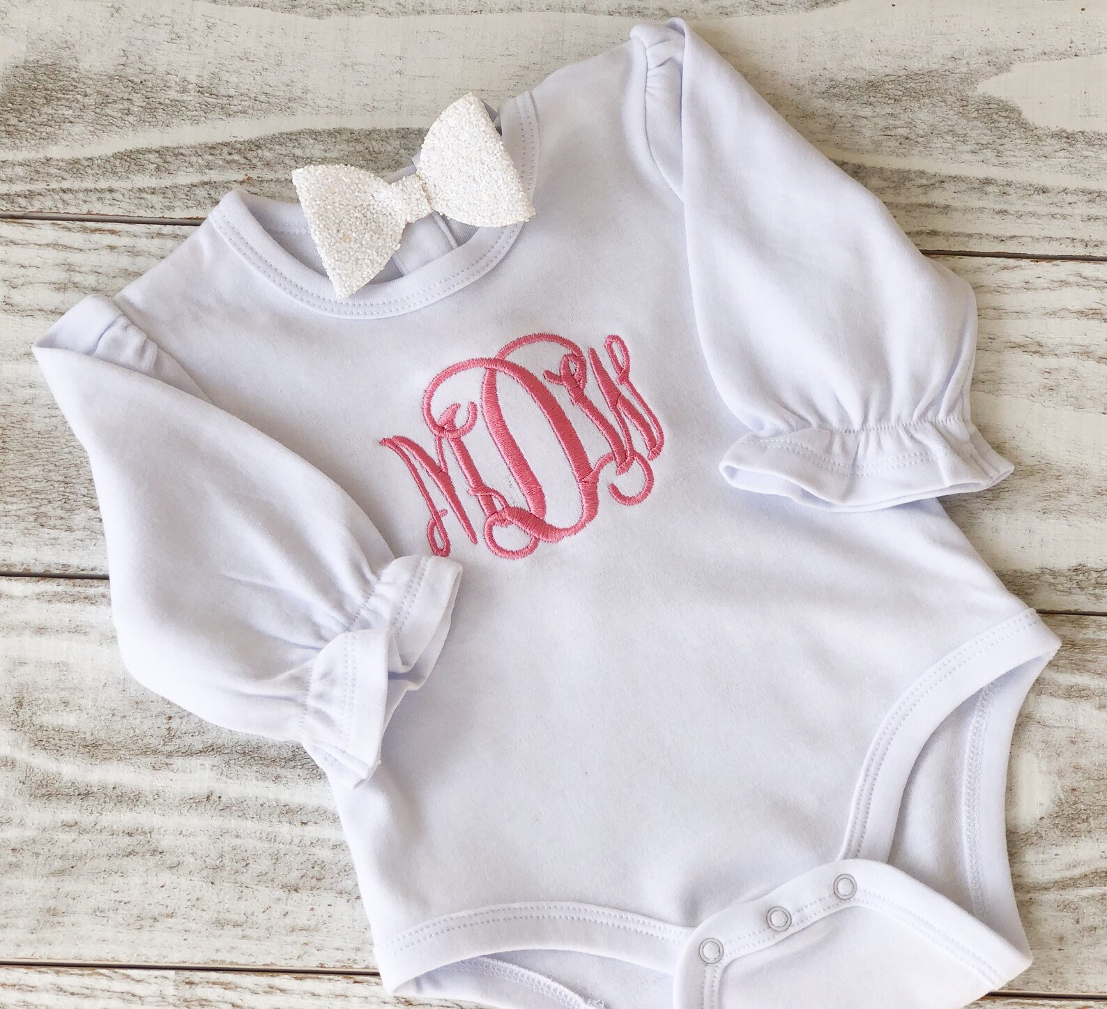Monogrammed Ruffle Onesie - Etsy