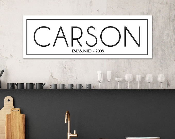 Rustic Established Signs Family Name Gift for Her Modern Farmhouse Est ...