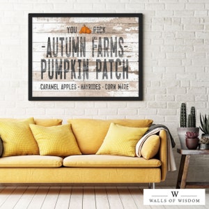 Autumn Farms Printable Pumpkin Patch Farmhouse Sign Fall Decor Vintage ...