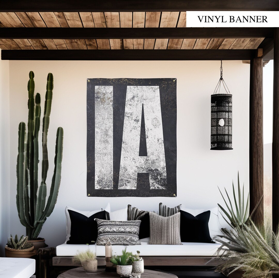 Iowa State Gift Outdoor Patio Decor Vinyl Banner, Rustic Decor for ...