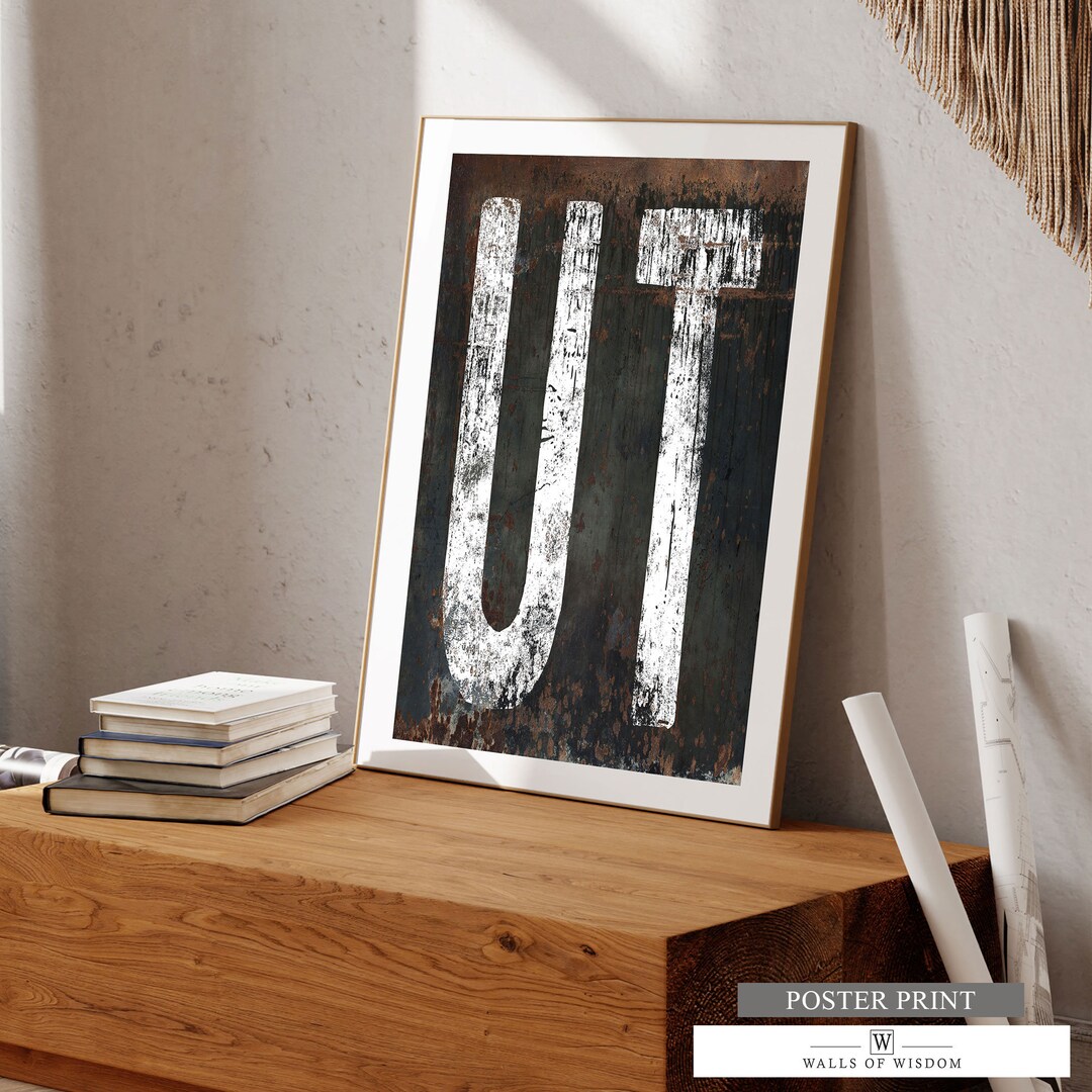 Utah Typography Print Art Letter Decor Poster Print, Rustic Decor Wall ...