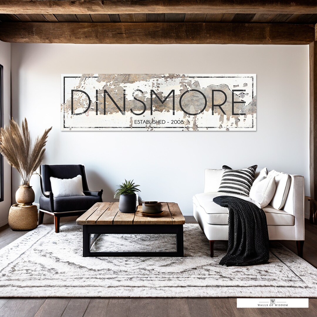 Rustic Established Signs Family Name Gift for Her Modern Farmhouse Est ...