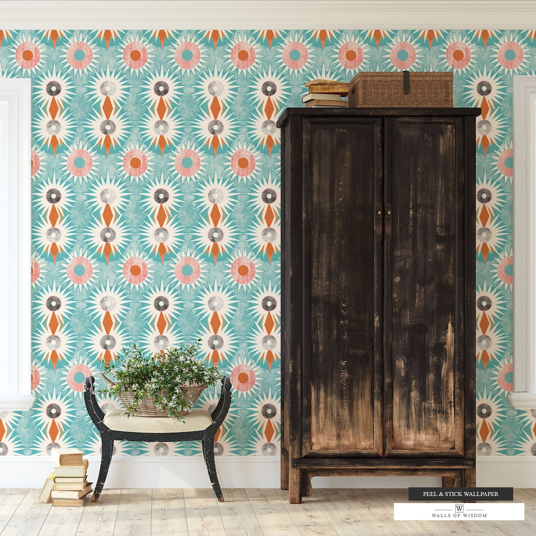 Retro Wall Art Peel and Stick Wallpaper Mural Geometric Wall Design ...