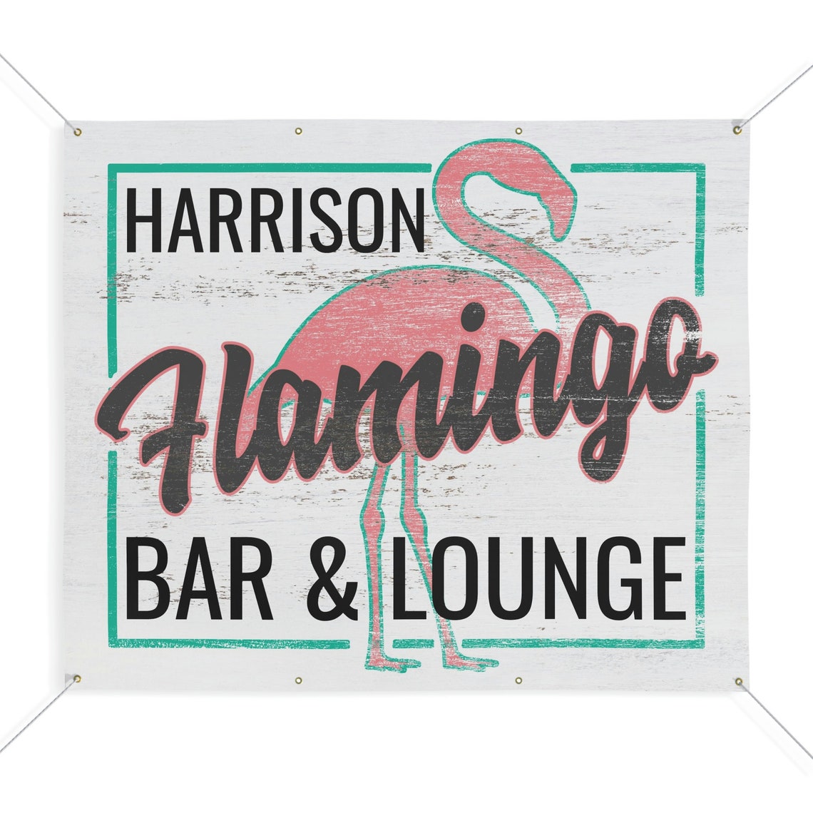 Pink Flamingo Custom Vinyl Name Sign Retro Wall Art Outdoor Living ...