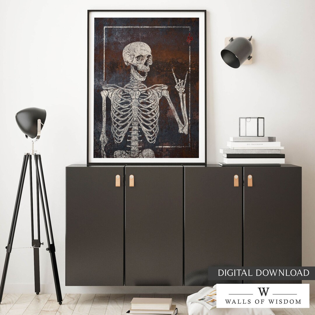 Skeleton Printable Halloween Decor Halloween Skull Print Gothic Skull ...