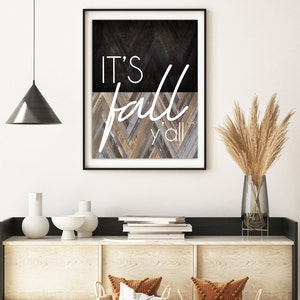 It's Fall Y'all Farmhouse Fall Print - Vintage Fall Sign Poster Print ...