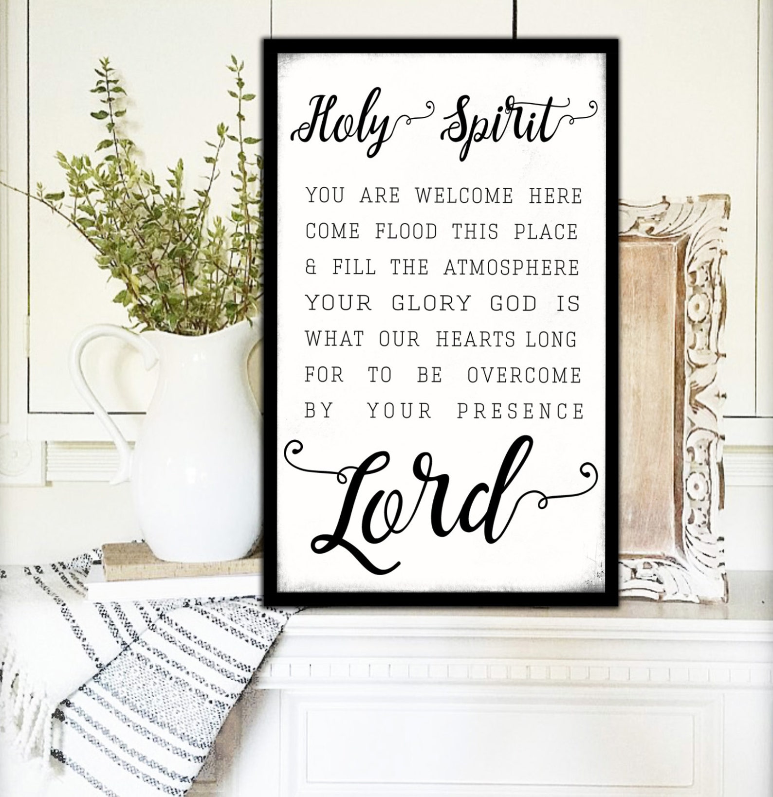 LARGE Holy Spirit You Are Welcome Rustic Mantle Decor Gift for - Etsy