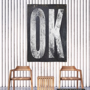 Oklahoma State Print Outdoor Banner in Vinyl, Vintage Western Print ...