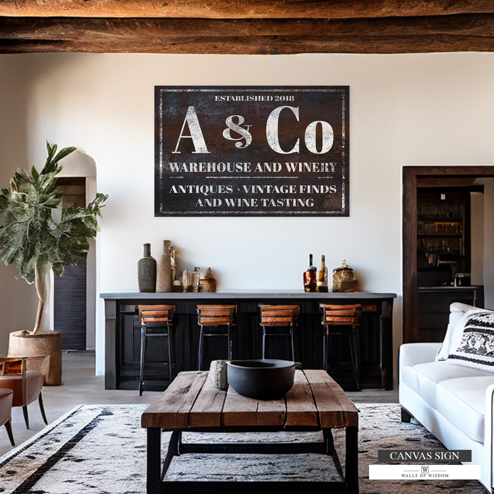 Large Family Name Sign Personalized Family Sign Canvas Wall Art Bar ...
