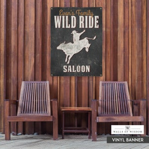 Personalized Backyard Saloon Bar Banner Sign - Rustic County Rodeo Home ...