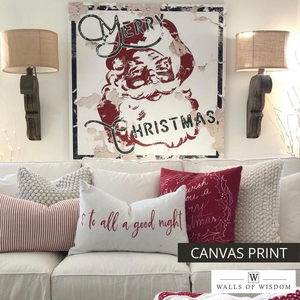 Santa Christmas Wall Art Rustic Holiday Decor Farmhouse - Etsy