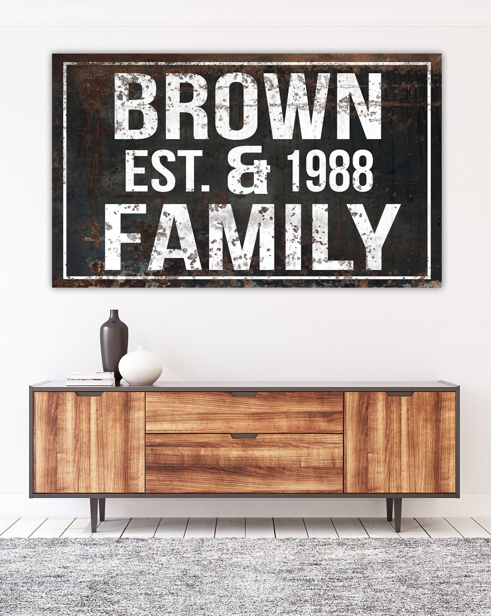 Family Name Sign Gift for Her Rustic Established Signs Last | Etsy