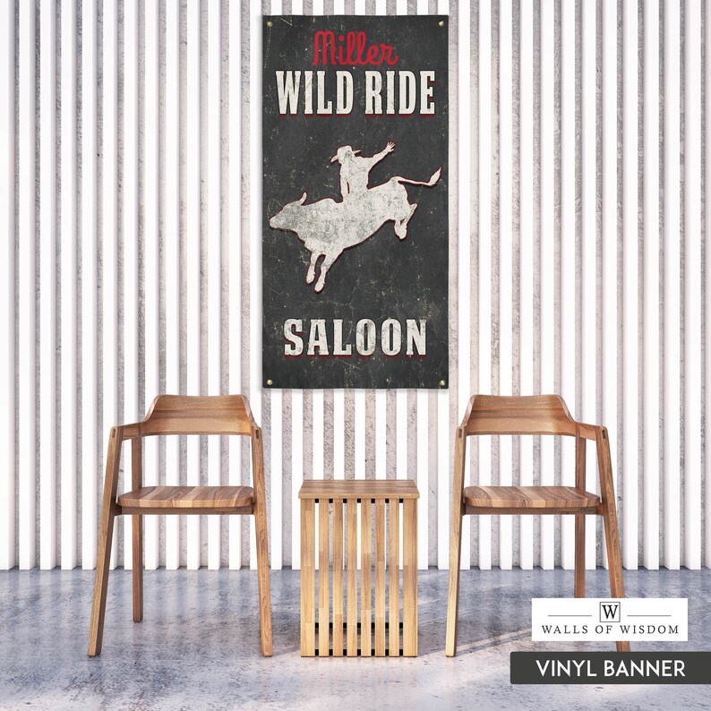 Personalized Backyard Saloon Bar Banner Sign Rustic County - Etsy