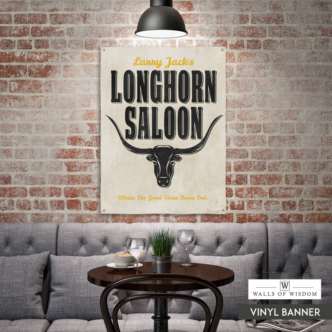 Vintage Western Saloon Vinyl Banner Sign: Rustic Farmhouse Charm Meets ...